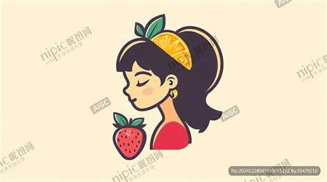 Ai创作图草莓插画设计 原创草莓妹插画 草莓女孩包装插画 草莓本本插画 水果女孩logo 草莓女孩logo 水果拟人logo 少女风标志设计 手绘草莓女 女孩抱草莓插画 水果店形象设计 卡通