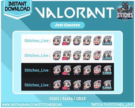 Valorant Jett Chibi Pre Made Emote Bundle Jett Emotes Emote Etsy