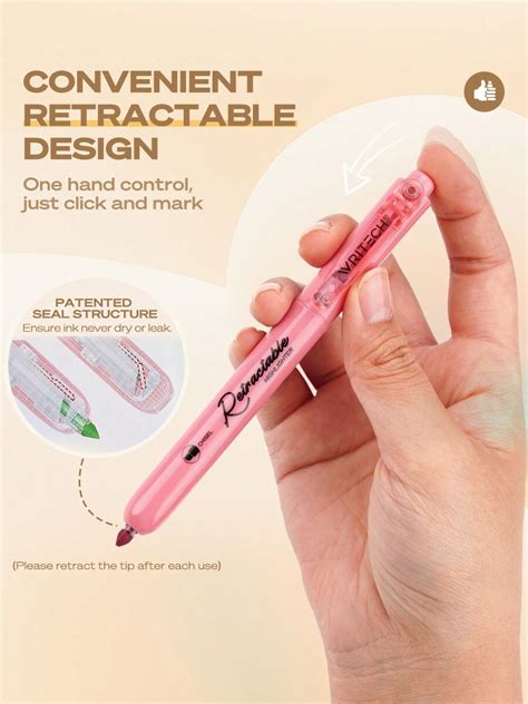 Writech Retractable Highlighters Assorted Colors Chisel Tip Click