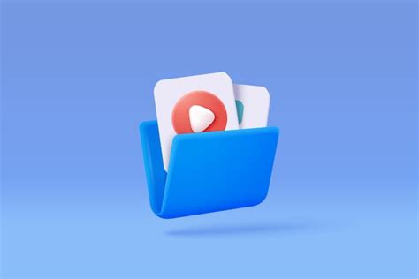 관리를 위한 3d 폴더 및 종이 멀티미디어 파일 문서 프로젝트 계획 개념에 대한 효율적인 작업 이미지 및 비디오 문서 최소한의