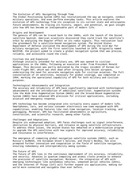 Evolution Of Gps Pdf Global Positioning System Computing