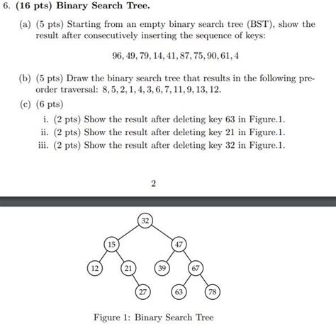 Solved 16 Pts Binary Search Tree A 5 Pts Starting