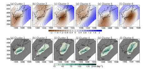 Composites Of Spatial Patterns For A F Standardized Slp And G L Row Download Scientific