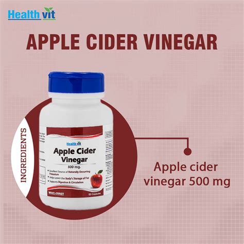 Healthvit Apple Cider Vinegar 500 Mg 60 Capsules Price Uses Side