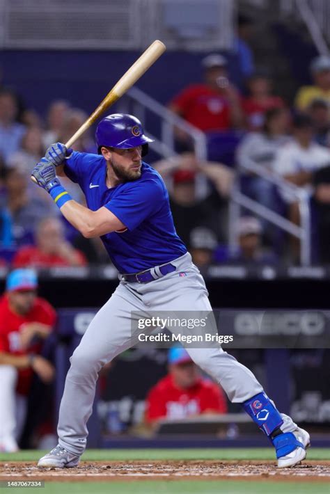 Patrick Wisdom Of The Chicago Cubs At Bat Against The Miami Marlins