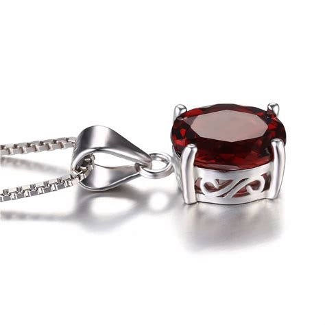 2 12 Ct Oval Red Garnet Solitaire Pendant Necklace In 925 Sterling