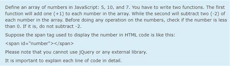 Define An Array Of Numbers In Javascript And Chegg