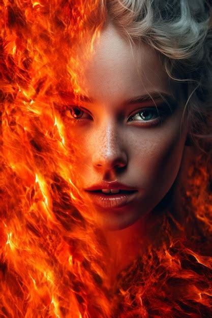 Full Body Woman Is A Girl Made Of Fire Fire Element Ai Generated Art