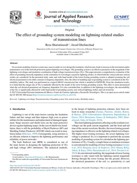Pdf The Effect Of Grounding System Modeling On Lightning Related