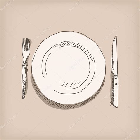 Sketch Of Plate Knife Fork Stock Vector Image By ©olgatropinina 78788340