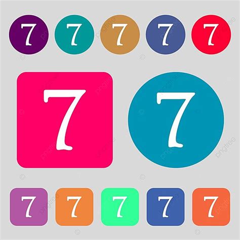 flat design vector of a numbered seven icon with 12 colored buttons vector achievement stamp