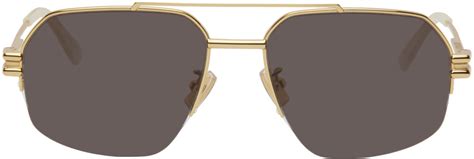 Gold Bond Metal Half Rim Aviator Sunglasses By Bottega Veneta On Sale