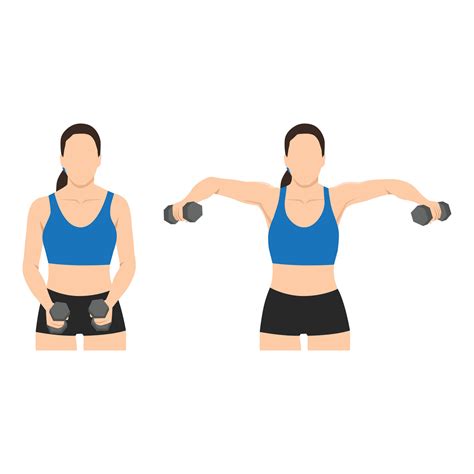 Woman Doing Lateral Side Shoulder Dumbbell Raises Power Partials