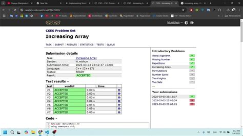Increasing Array Solution Cses Problem Set Youtube