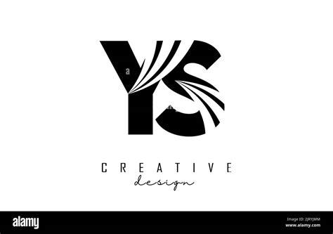 Creative Black Letter YS Y S Logo With Leading Lines And Road Concept