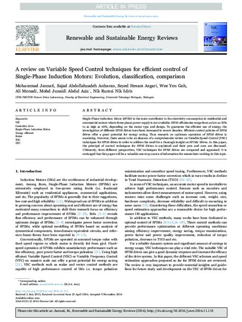 Pdf A Review On Variable Speed Control Techniques For Efficient