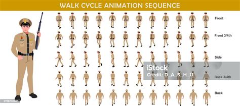 Police Office Walk Cycle Animtion Sprite Sheet Stock Illustration Download Image Now