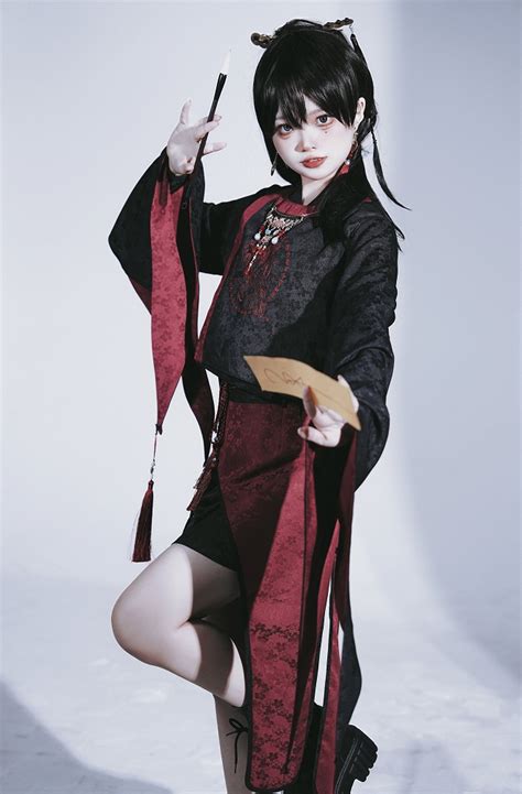 Tassel Sleeves Chinoiserie Ouji Top Black And Red