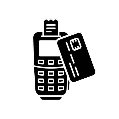 Contactless Payment On Pos Silhouette Icon Tap Bank Card To Terminal For Wireless Transaction