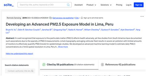 Developing An Advanced Pm2 5 Exposure Model In Lima Peru [scite Report]