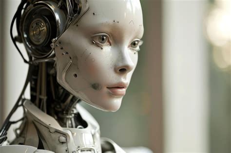 Premium Photo Hyperrealistic Humanoid Robots Blending In Society AI