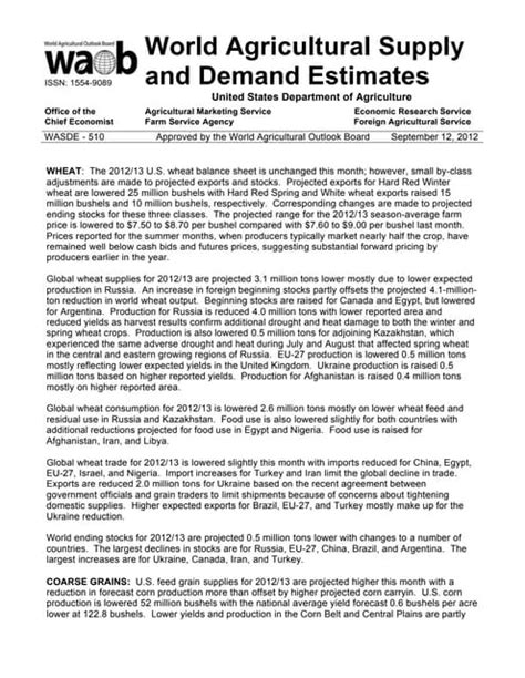Usda Report September 2012 Pdf