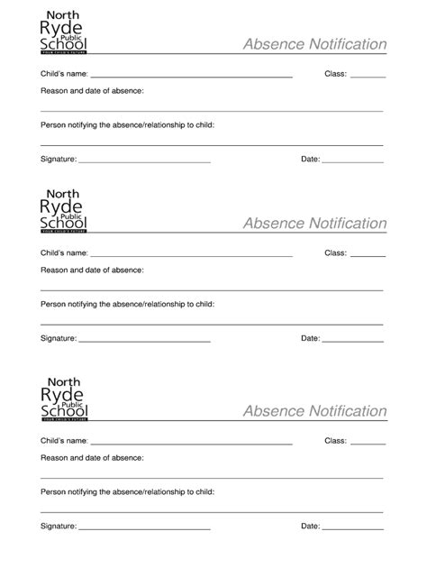 Fillable Online Northrydeps Nsw Edu Absence Notification Absence