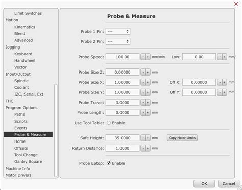 Program Options Probe Measure CNC Zone