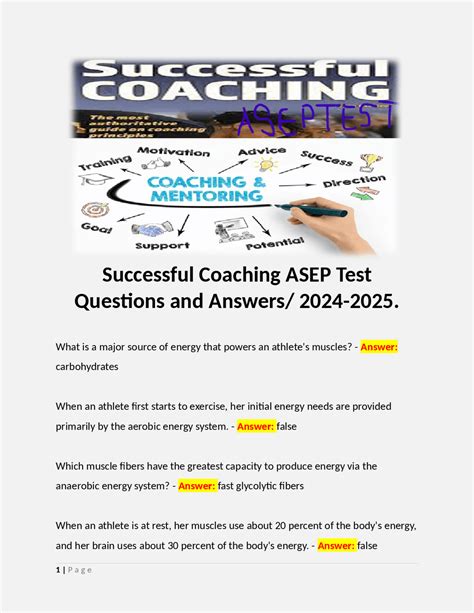Successful Coaching Asep Test Exams Psychology Of Games Docsity
