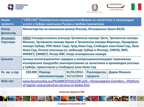 Вера Вељановски координатор пројеката Привредна комора Србије Ppt