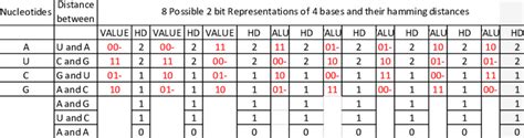 8 Possible 2 Bit Representations Of 4 Bases And Their Hamming Distances