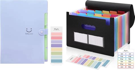 Skydue 5 Pockets Expanding File Organizer Purple And 13 Pockets Accordion File
