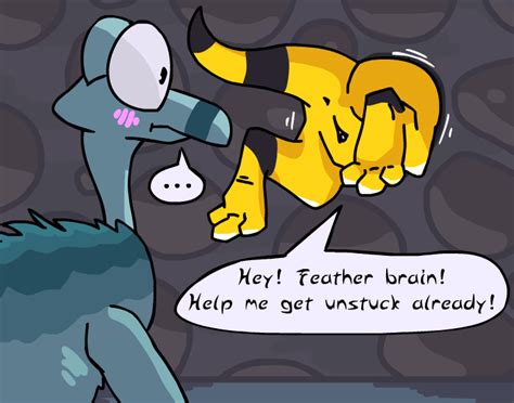 Rule 34 Agu Anus Blush Dialogue Dinosaur Duo Female Feral Genitals Kakroon Male Prehistoric