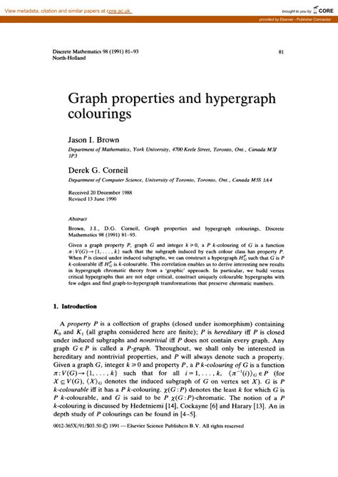 Graph Properties And Hypergraph Colourings Docslib