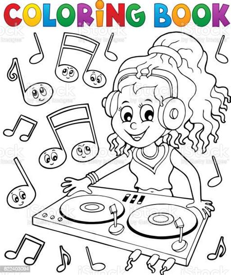 색칠 공부 책 Dj 소녀 음표에 대한 스톡 벡터 아트 및 기타 이미지 음표 색칠하기 Dj Istock