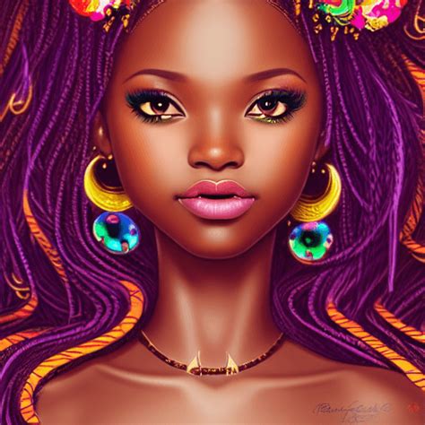 Intricately Rendered African Princess In Dark Brown Skin Creative Fabrica