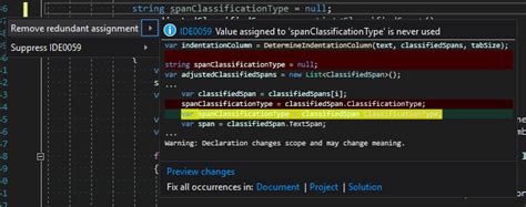 Cannot Read Preview For Ide0059 Code Fix · Issue 34445 · Dotnetroslyn