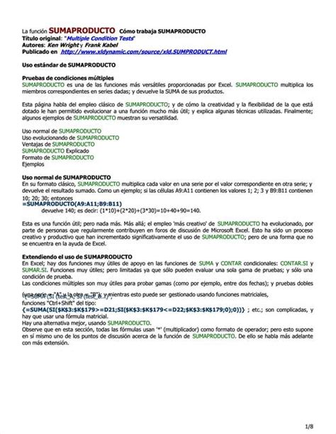 Funcion Sumaproducto Jhony Salvador Diaz Udocz