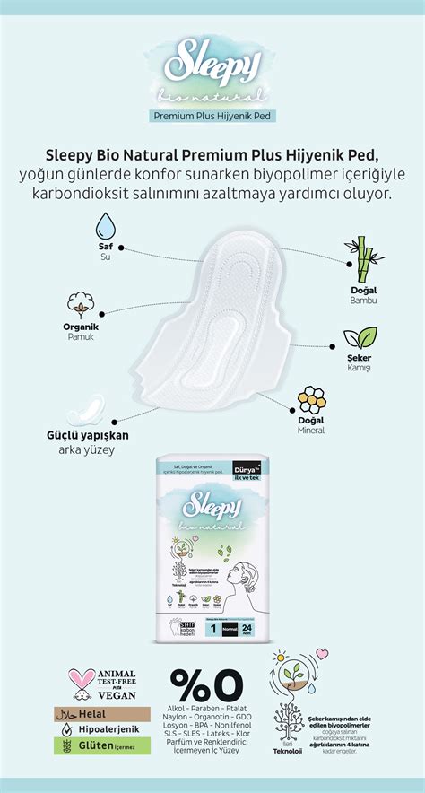 Sleepy Bio Natural Premium Plus Hijyenik Ped Gece 18 Adet Ped
