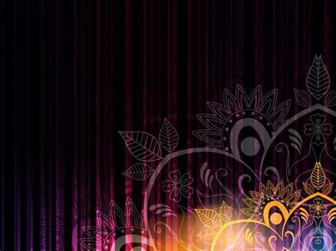 Colorful Floral Stylish Powerpoint Templates Black Flowers Pattern