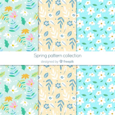Free Vector Hand Drawn Spring Flowers Patterns