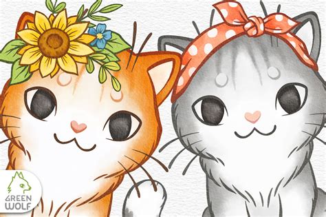 Cat Clipart Watercolor Cats Clip Art Watercolour Kitten Png By