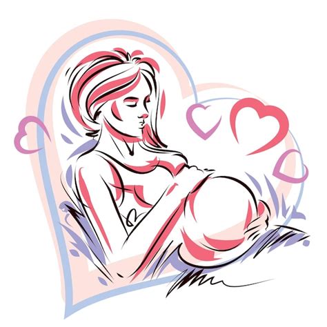 Premium Vector Pregnant Woman Elegant Body Silhouette Placed In