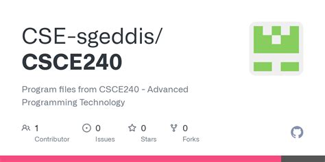 GitHub CSE Sgeddis CSCE Program Files From CSCE Advanced Programming Technology