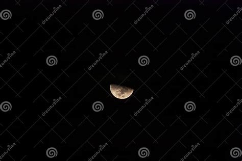 Close Up Shot Of The Waning Crescent Moon With Dark Sky Background