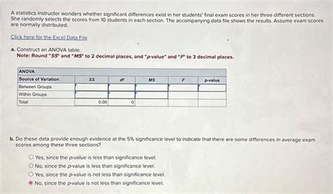 Solved A Statistics Instructor Wonders Whether Significant
