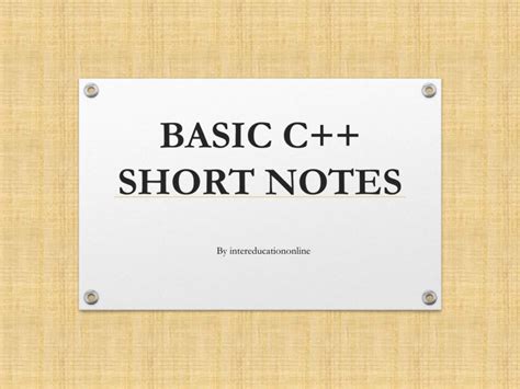 Basic C Short Notes Introduction To C Programming