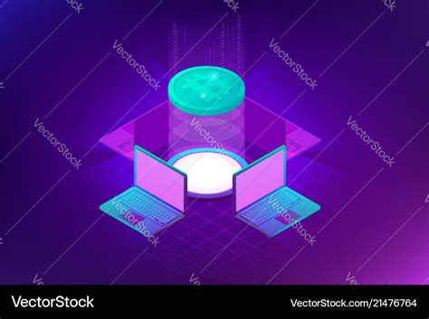 Isometric Bitcoin Mining Concept Cryptocurrency Vector Image