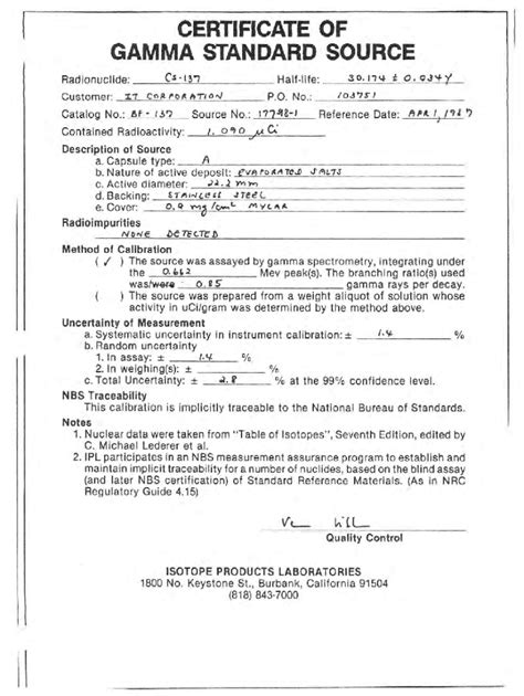 Fillable Online High Resolution Gamma Ray Spectrometry Analyses For Fax Email Print Pdffiller