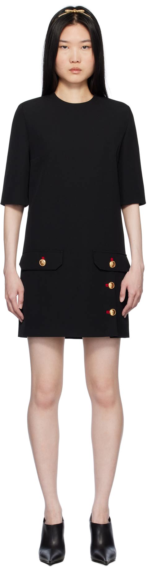 Versace Black Wool Gabardine Shift Minidress Ssense